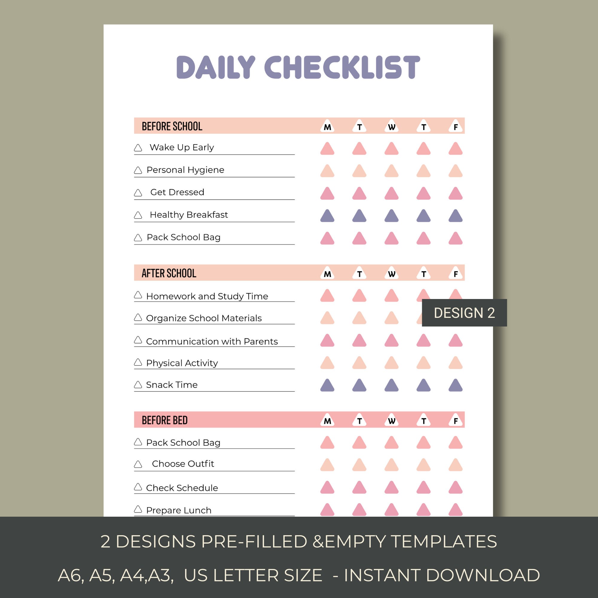 Editable Daily Checklist for Kids Printable Daily Chore - Etsy