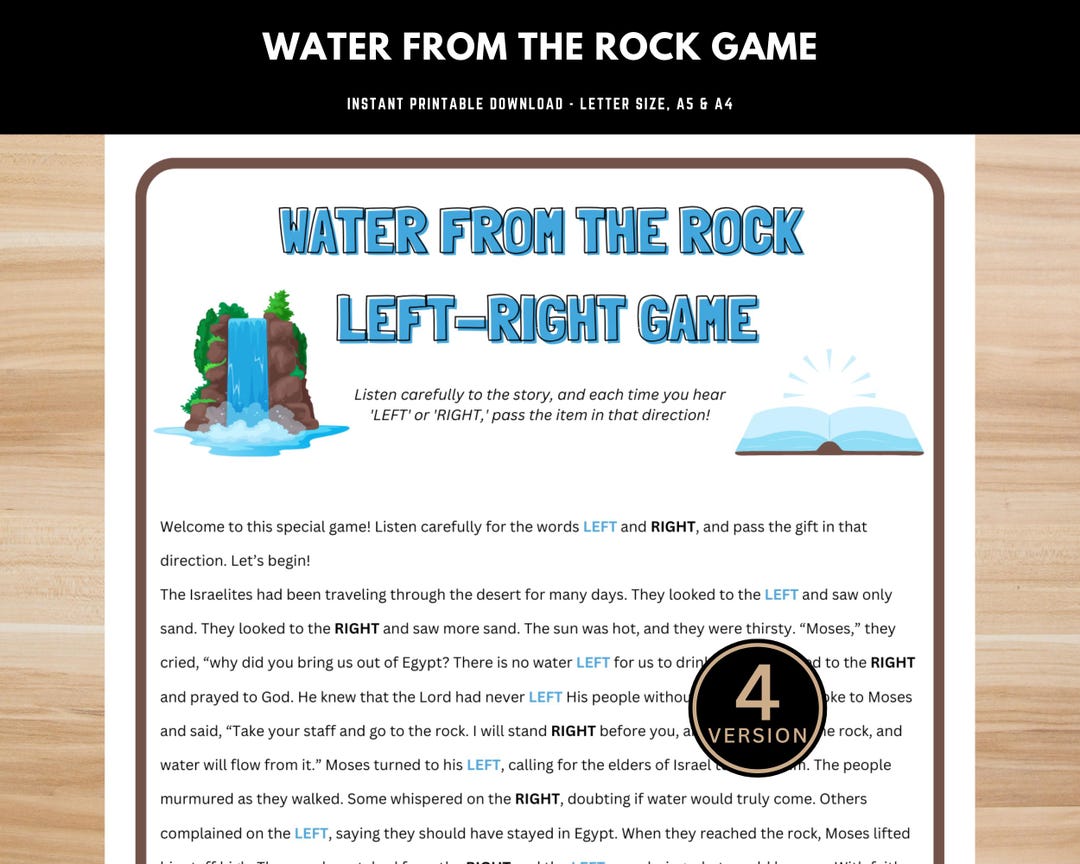Water From the Rock Left-right Game - Printable Bible Study and Church ...