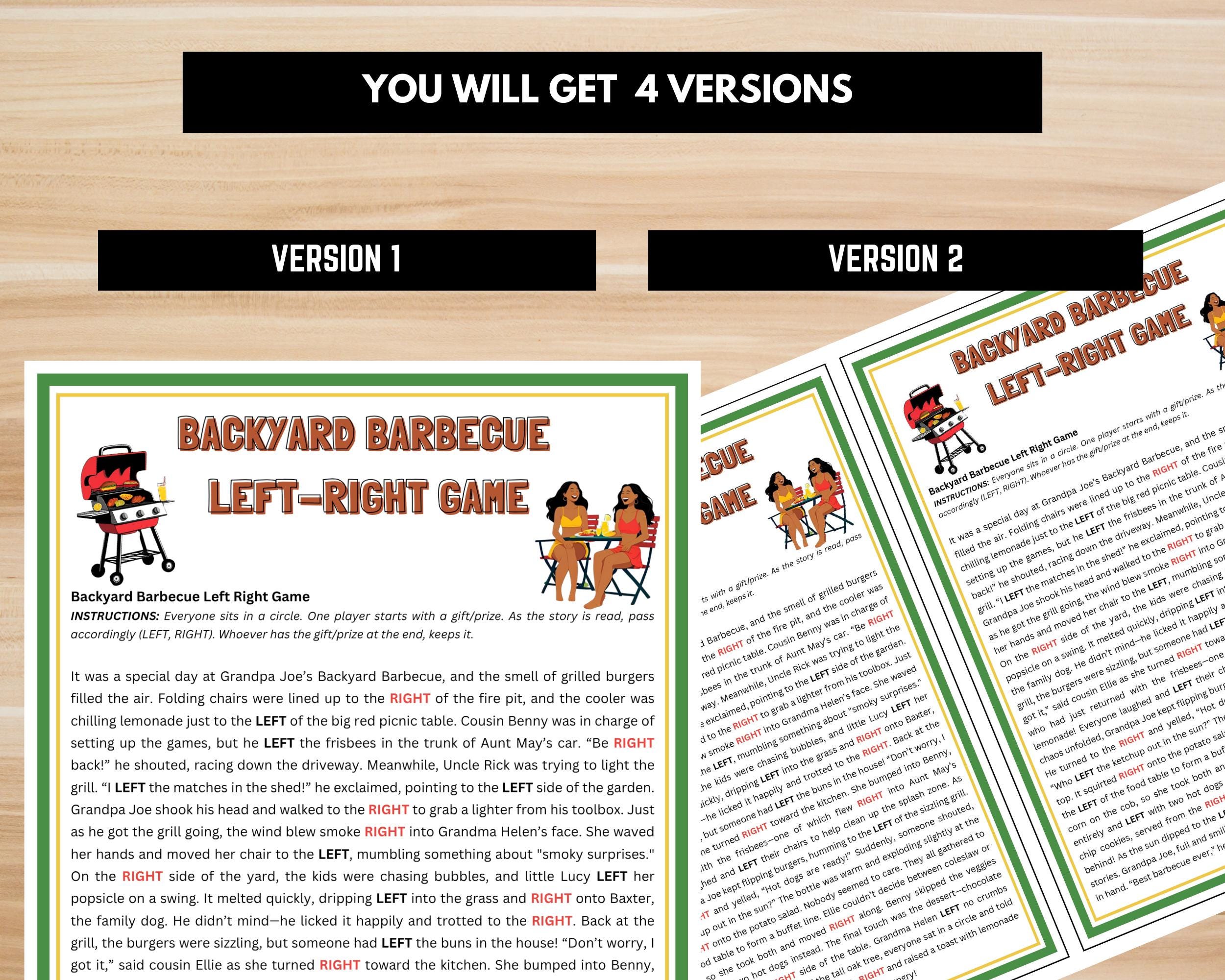 Barbecue Left-right Game – Printable BBQ Party Game – Backyard Cookout ...