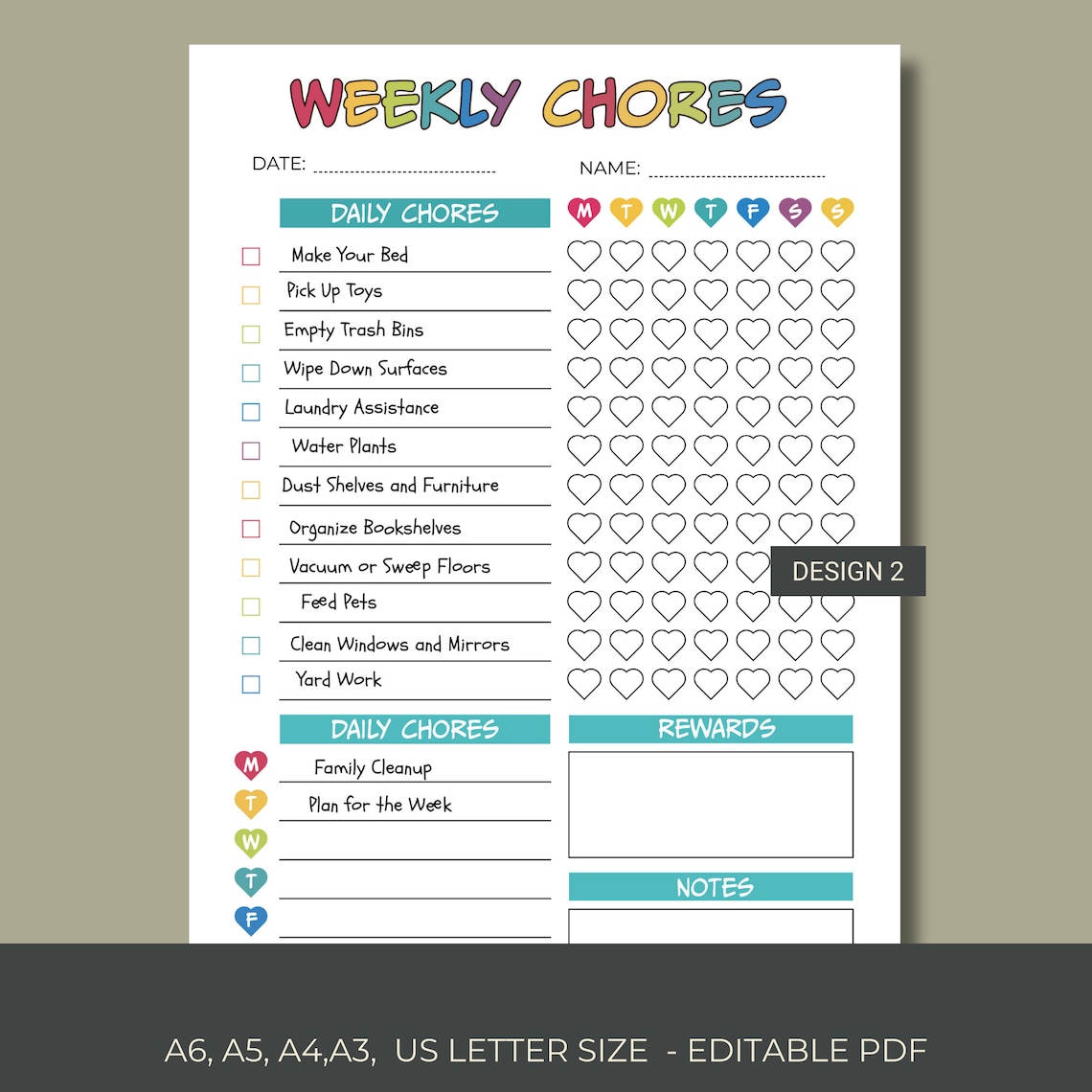 Editable Kids Chore Chart, Daily Routine Schedule, Printable ...