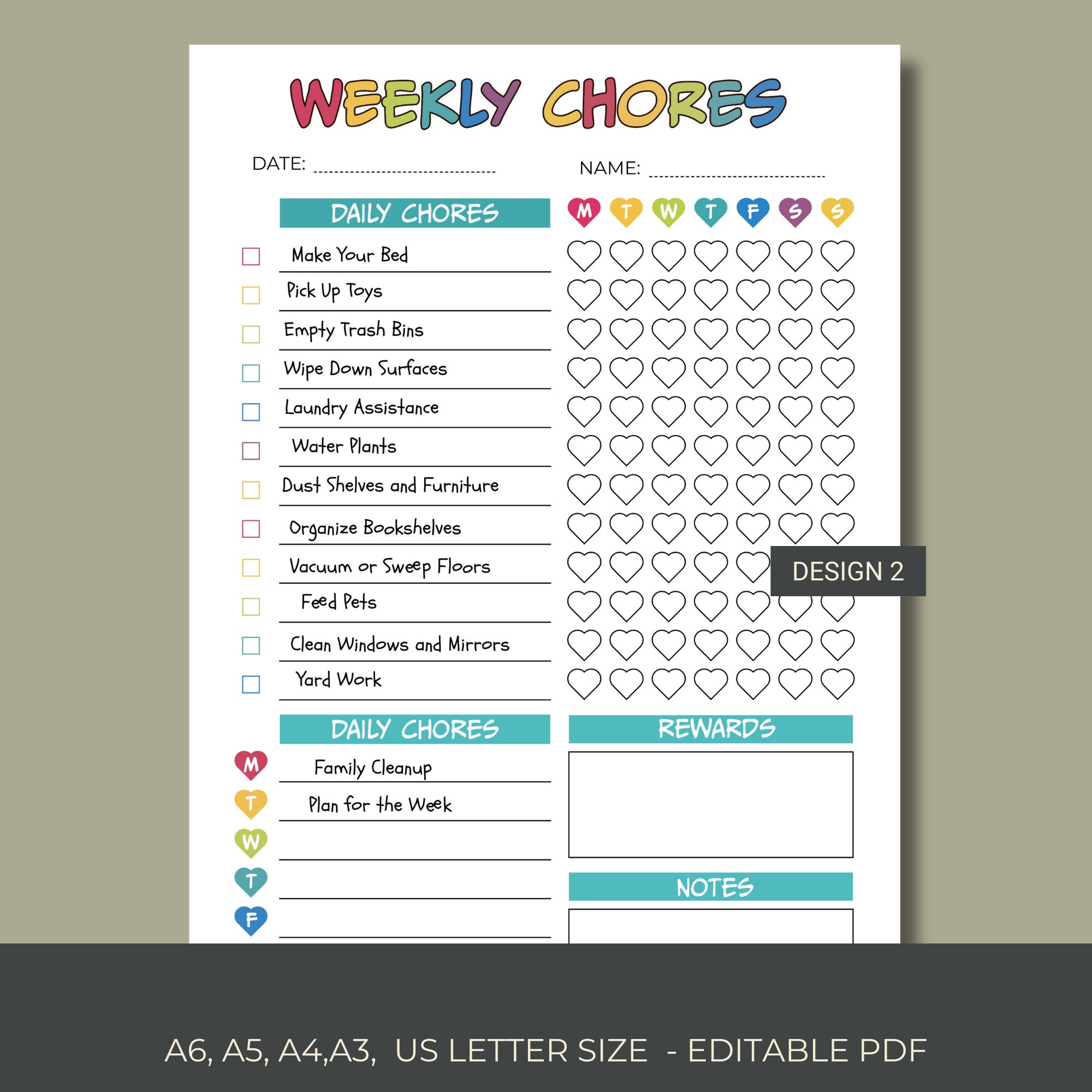 Editable Kids Chore Chart, Daily Routine Schedule, Printable ...