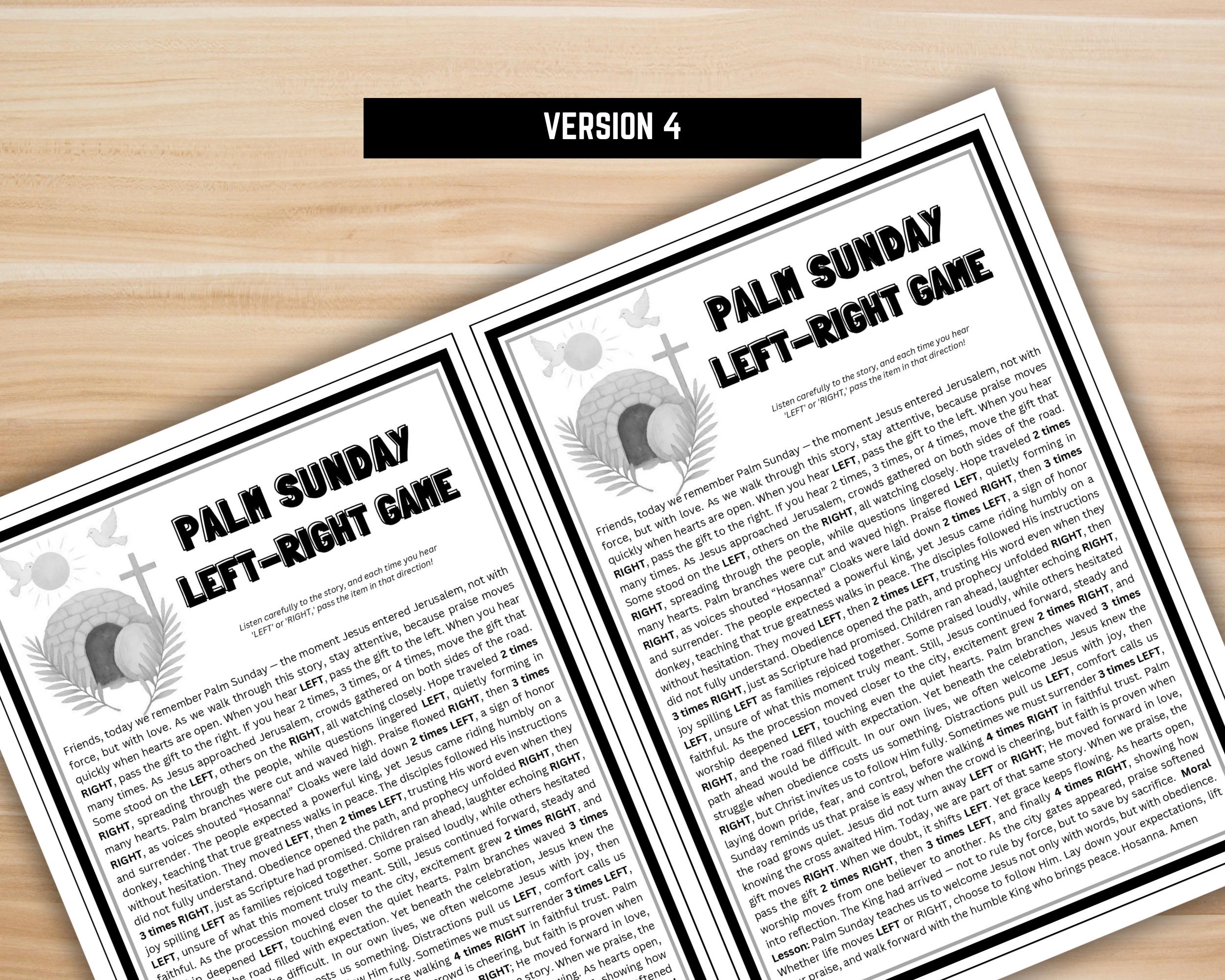 Palm Sunday Left Right Game Printable | Hosanna Easter Church Game ...