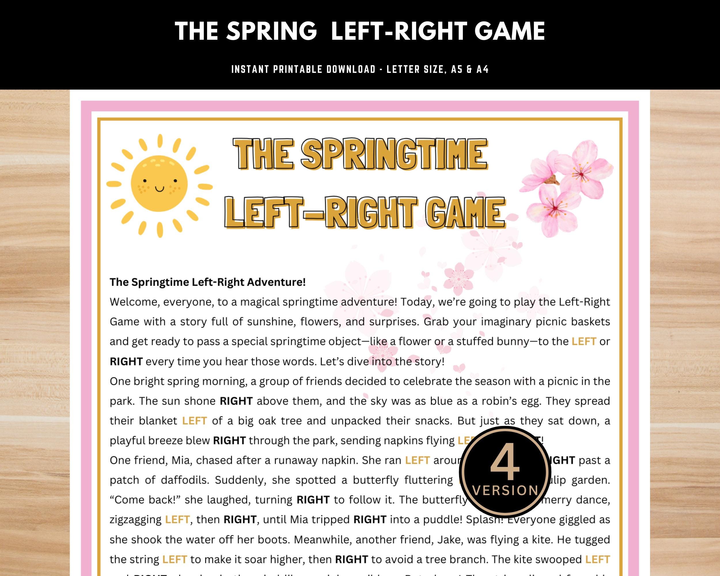 Spring Left Right Game | Fun Printable Spring Party Game | Pass the ...