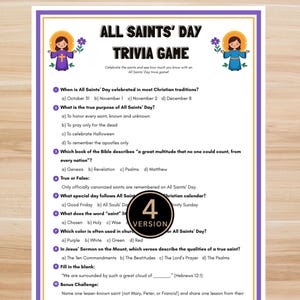 All Saints’ Day Trivia Game Printable – Catholic & Christian Bible Quiz ...