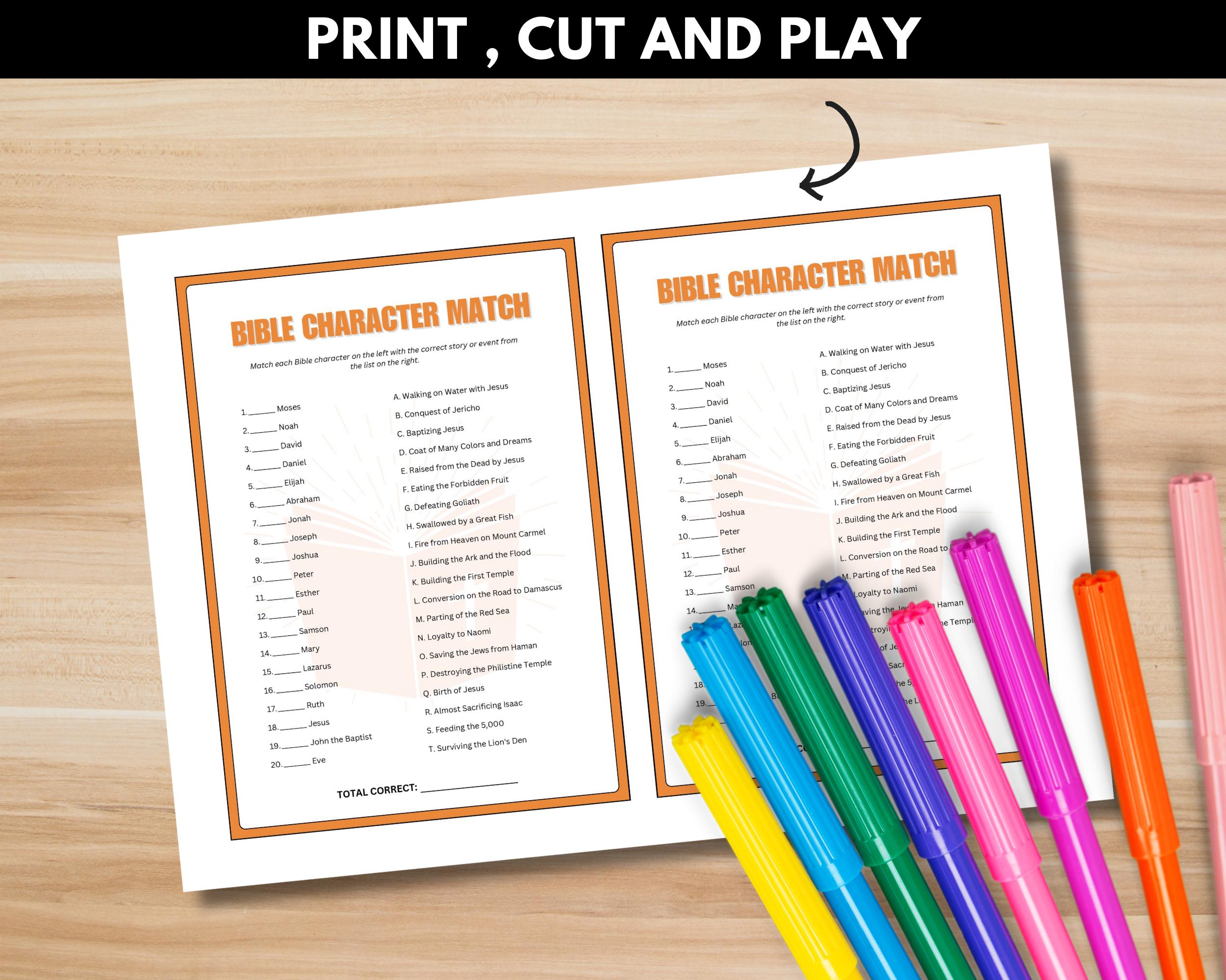 Bible Character Match Game, Printable Christian Game for Kids, Adult ...