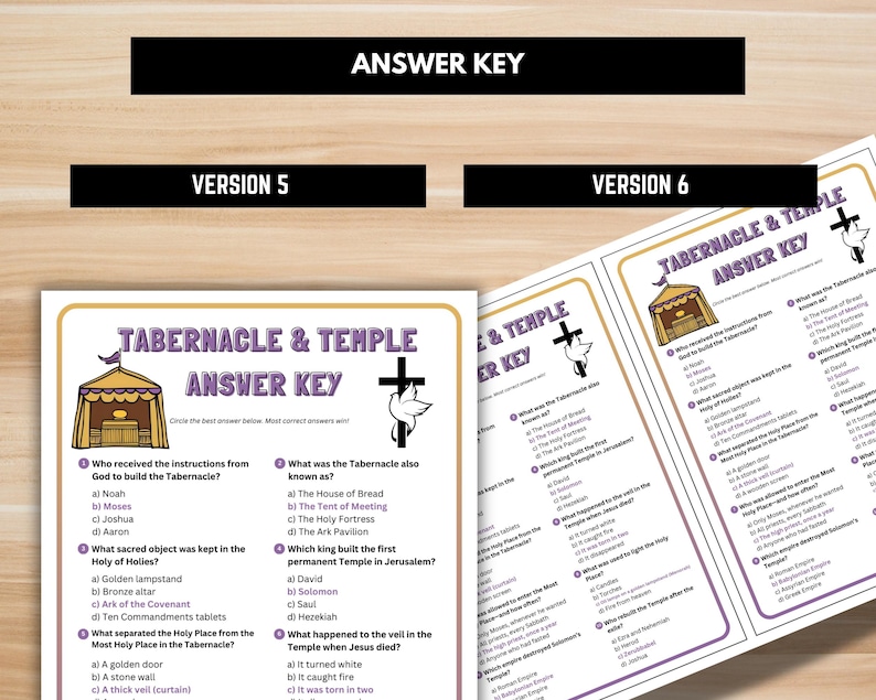 Tabernacle and Temple Bible Trivia Game - Printable Christian Game for ...