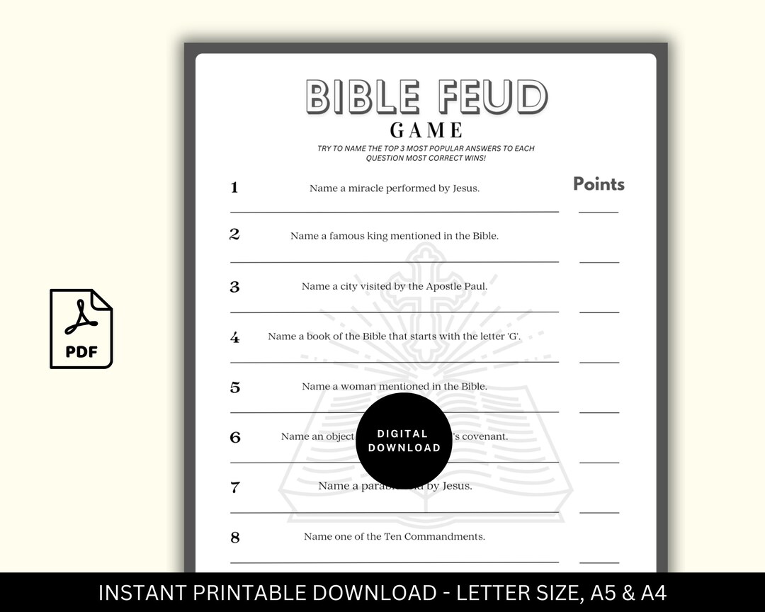 Bible Feud Game | Printable Bible Trivia | Fun Church Group Game ...