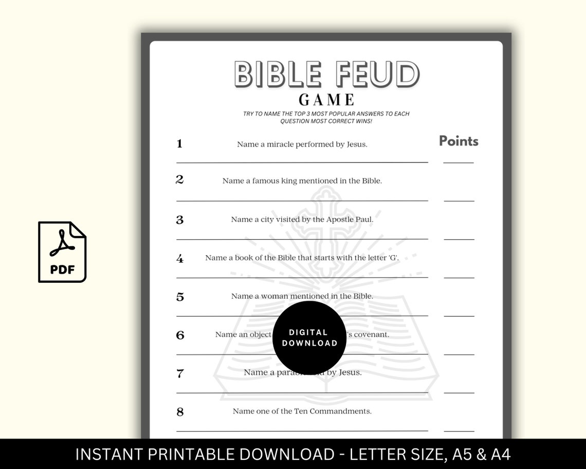 Bible Feud Game | Printable Bible Trivia | Fun Church Group Game ...