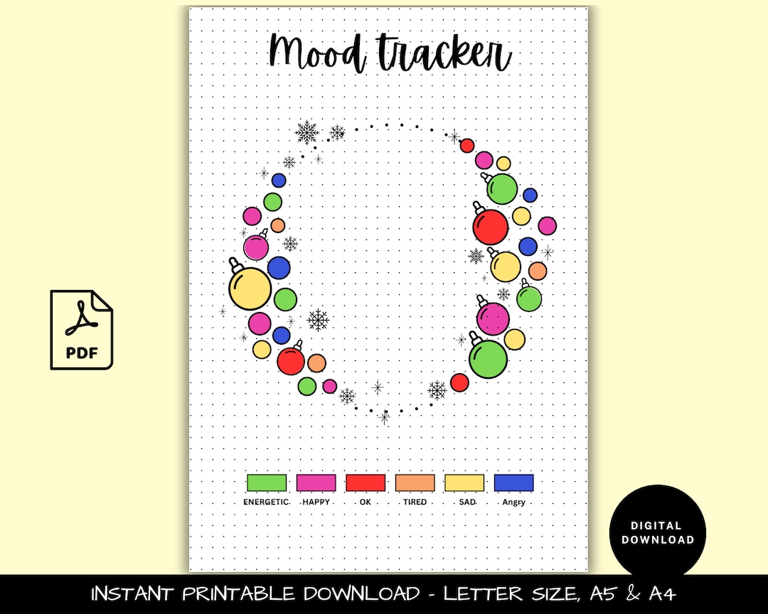 Festive Christmas Tree Mood Tracker Printable Journal Planner Page ...