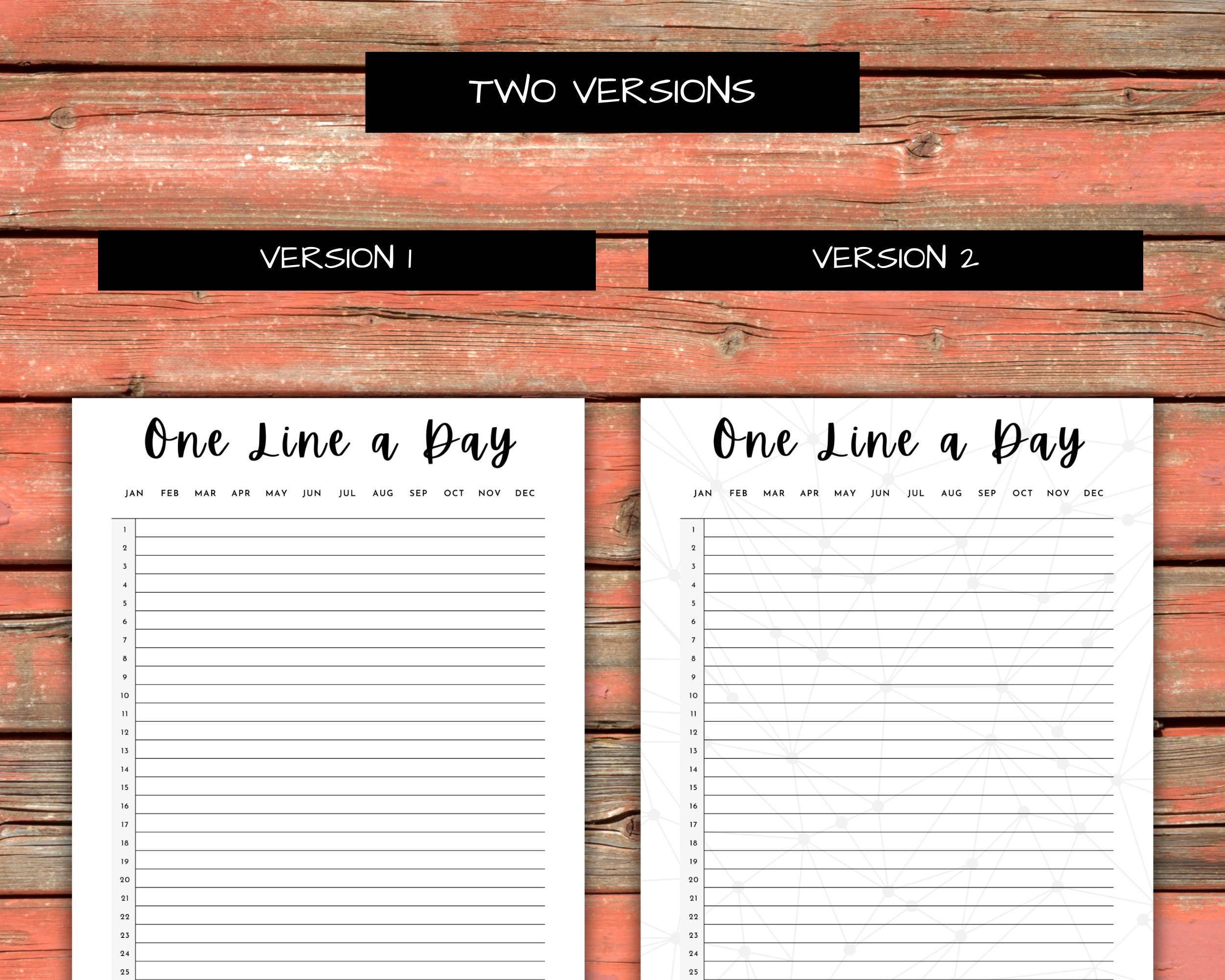 One Line A Day - PRINTABLE Journal Page, Daily Gratitude Tracker ...