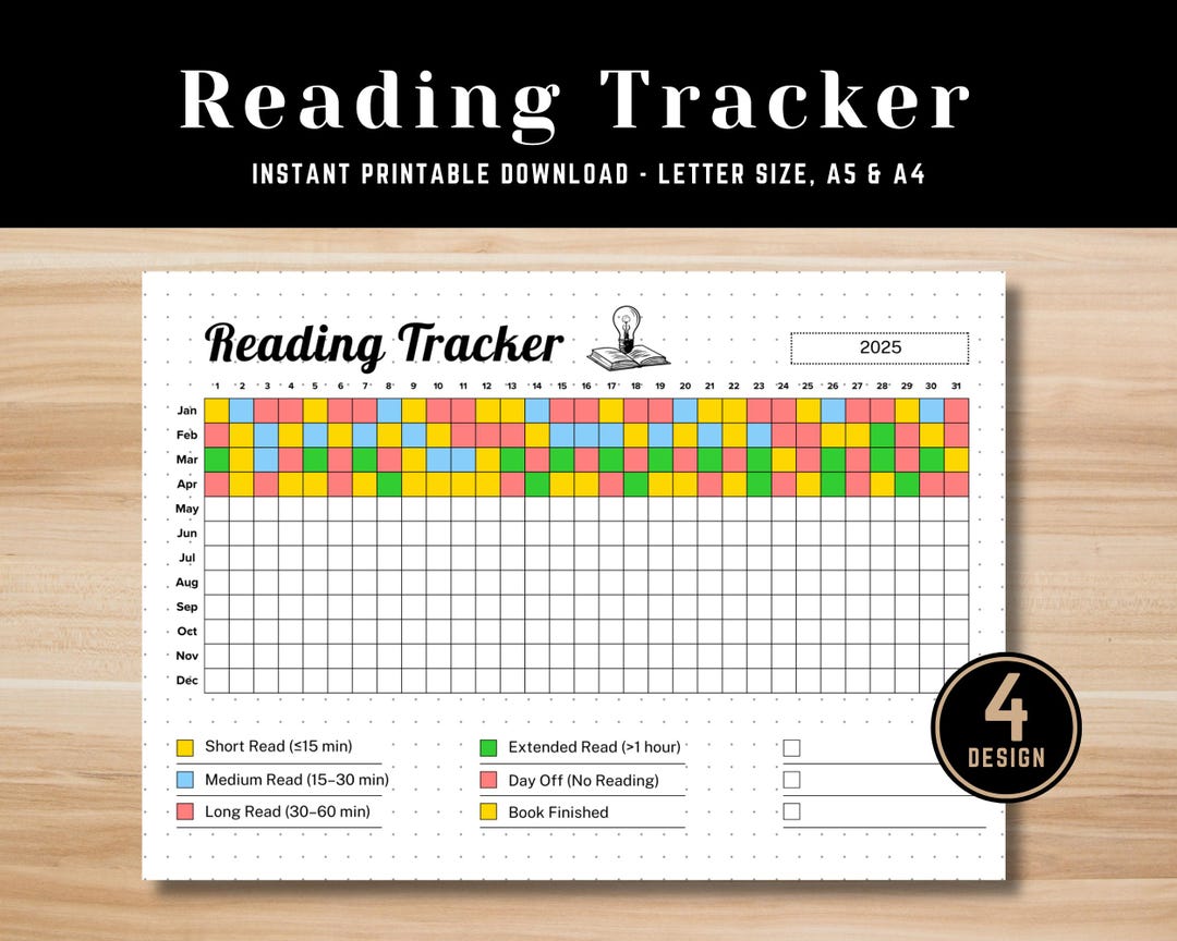 Reading Tracker Yearly - Printable Journal Page for Book Logging - Etsy