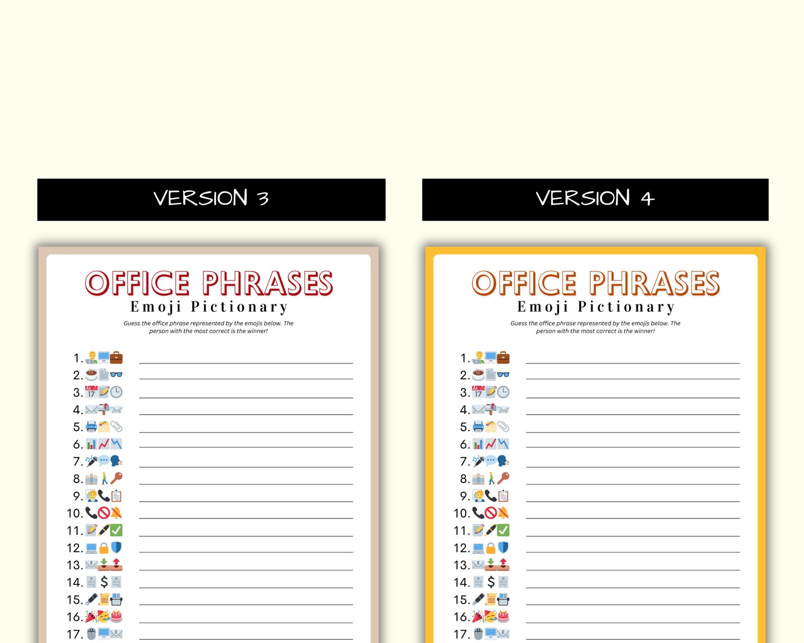 Office Emoji Pictionary Game | Work Party Game | Office Team Building ...