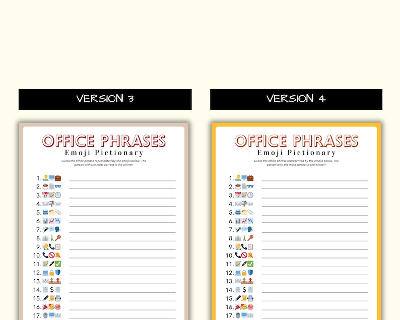 Office Emoji Pictionary Game | Work Party Game | Office Team Building ...