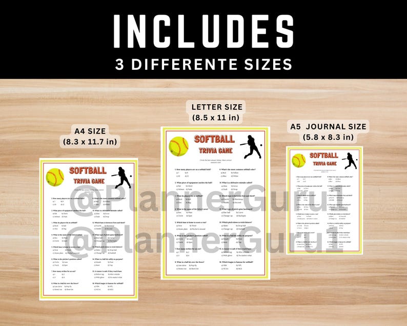 Softball Trivia Game Printable, Sports Party Game for Adults , Kids ...