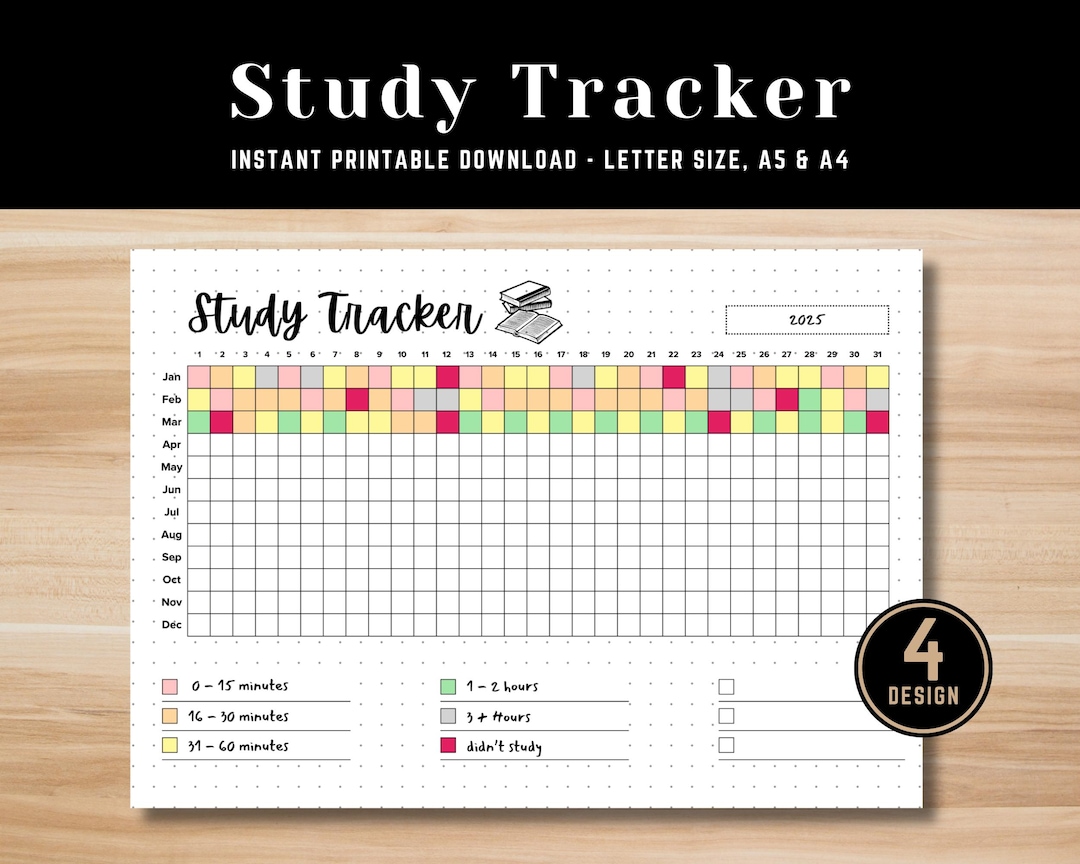 Yearly Study Tracker Printable Student Journal Study Log Bullet Journal ...