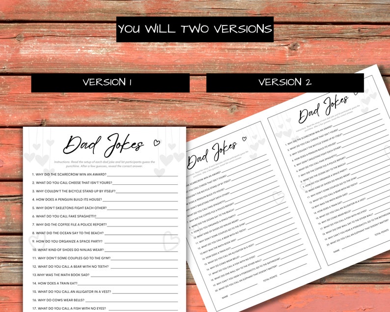 Dad Jokes Baby Shower Game, Printable Baby Shower Trivia, Fun Shower ...