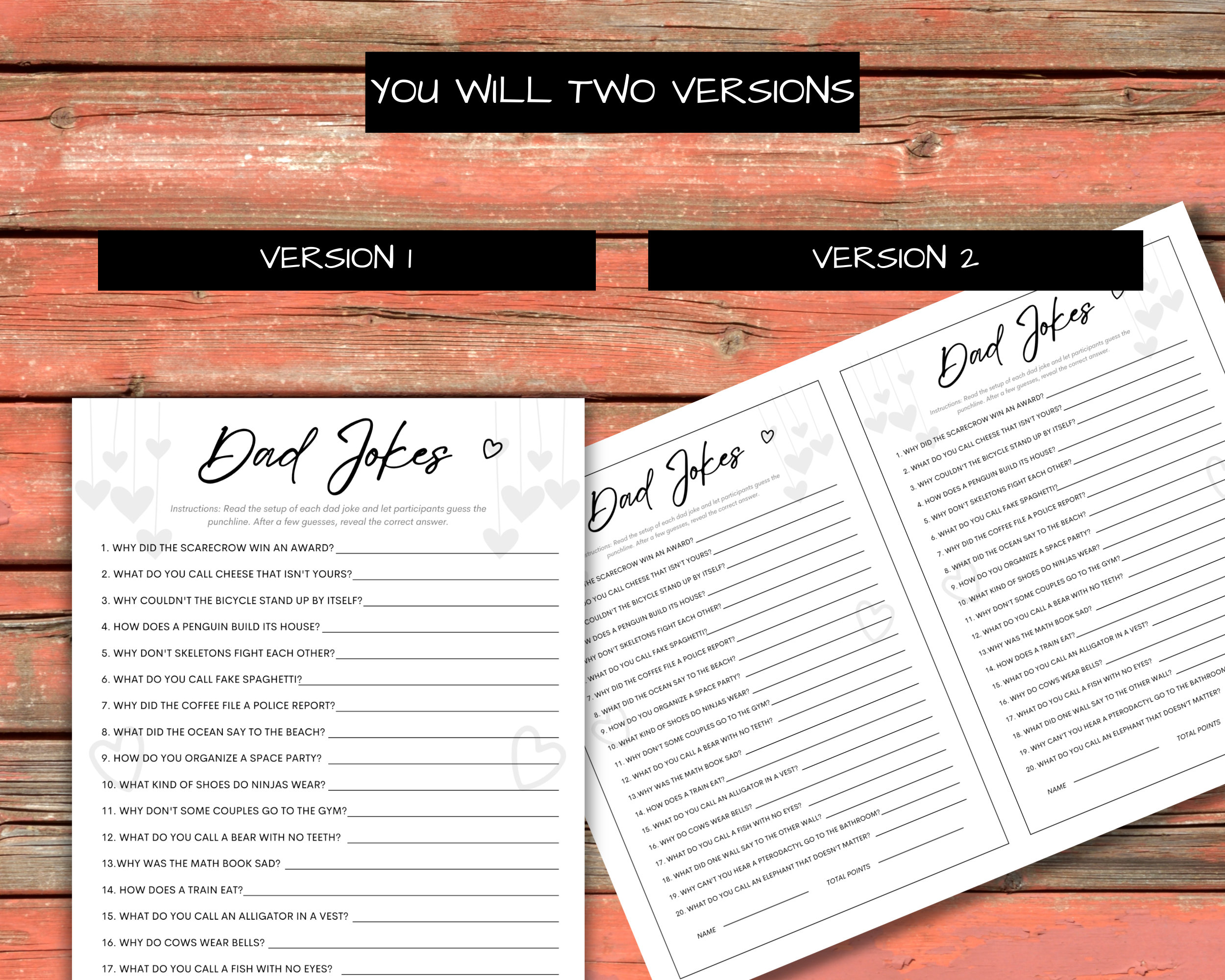 Dad Jokes Baby Shower Game, Printable Baby Shower Trivia, Fun Shower ...