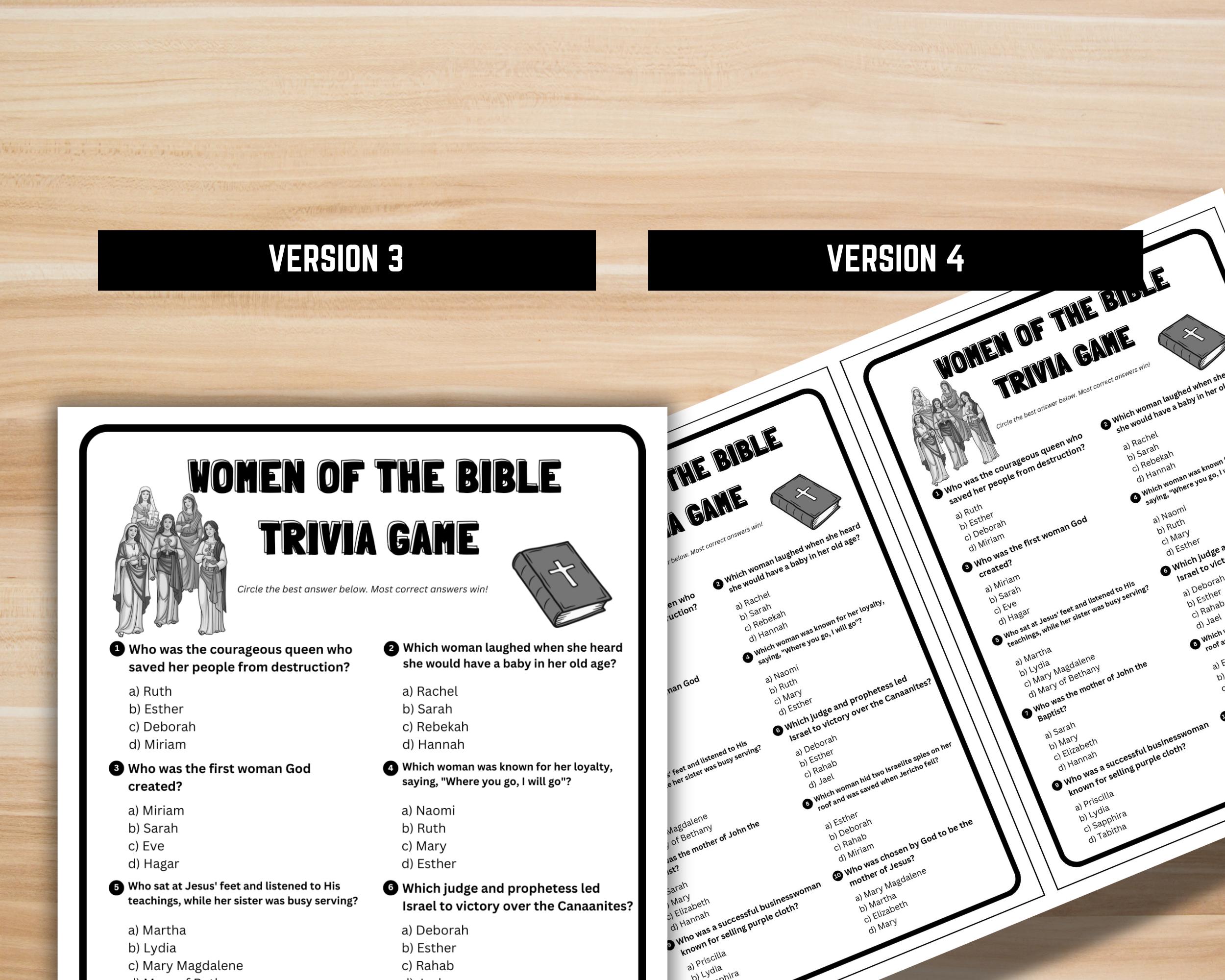 Women of the Bible Trivia Game - Printable Christian Game for Church ...