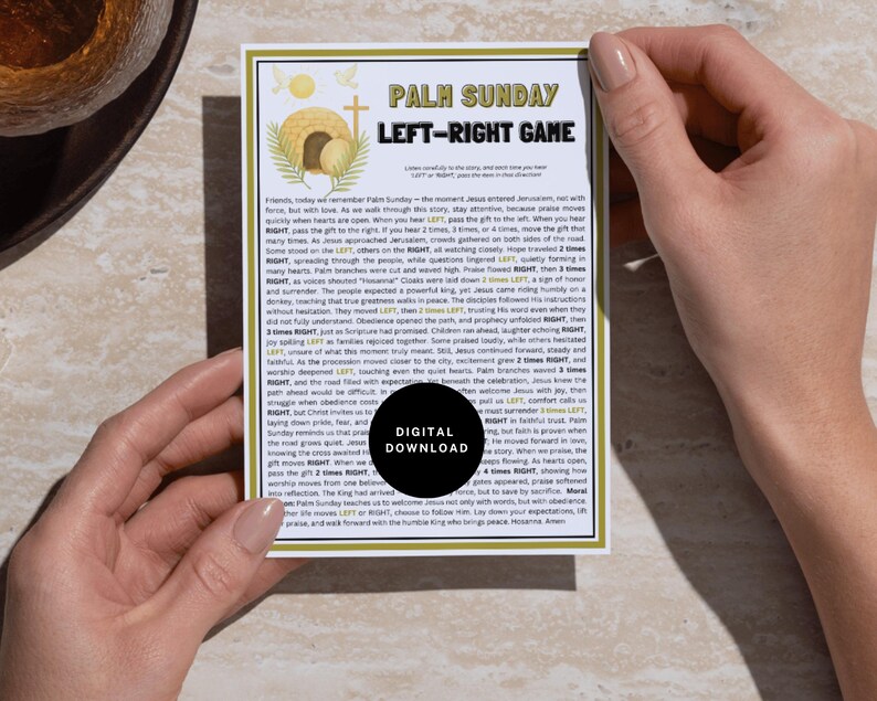 Palm Sunday Left Right Game Printable | Hosanna Easter Church Game ...