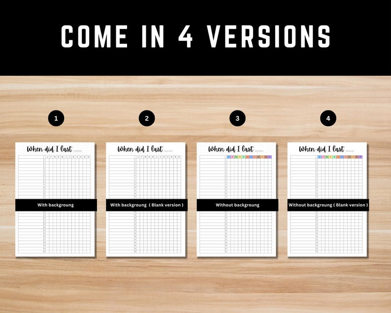When Did I Last Tracker - Printable Journal Page, Habit Tracker, Task ...