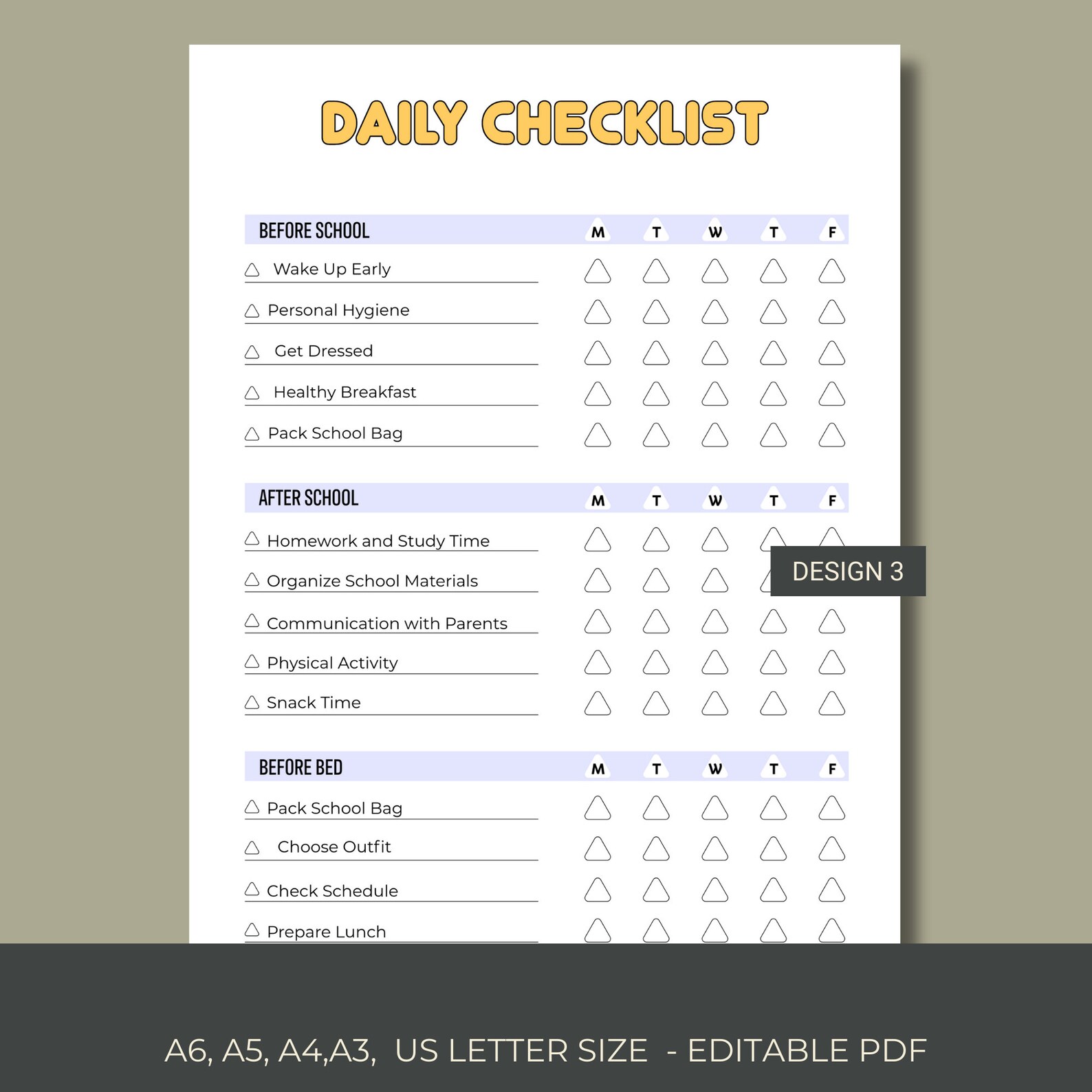 Editable Daily Checklist for Kids Printable Daily Chore - Etsy