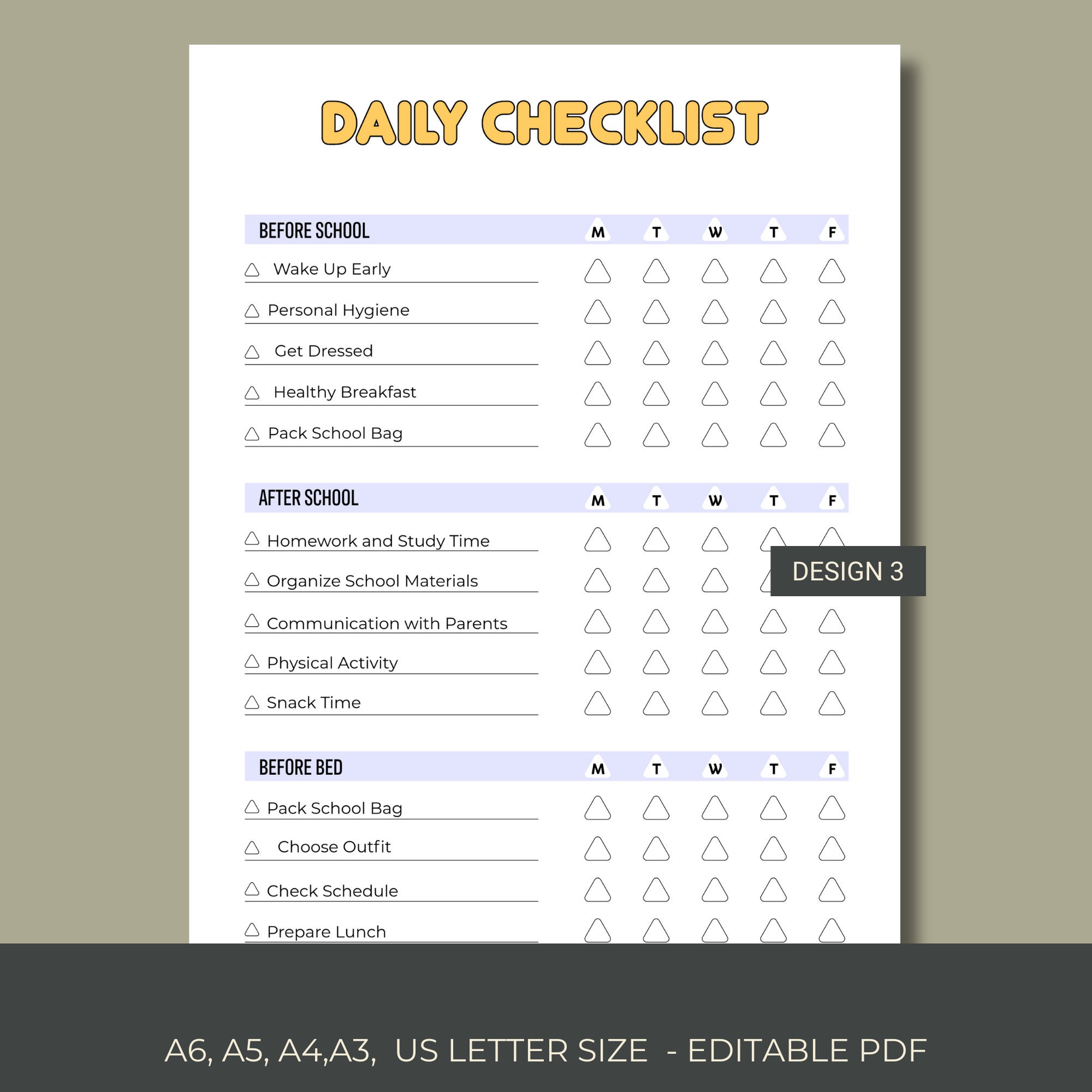 Editable Daily Checklist for Kids Printable Daily Chore - Etsy