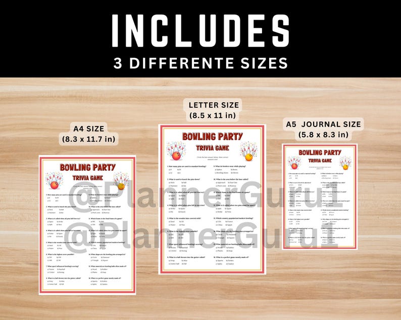 Bowling Party Trivia Game, Printable Bowling Birthday Game, Sports ...