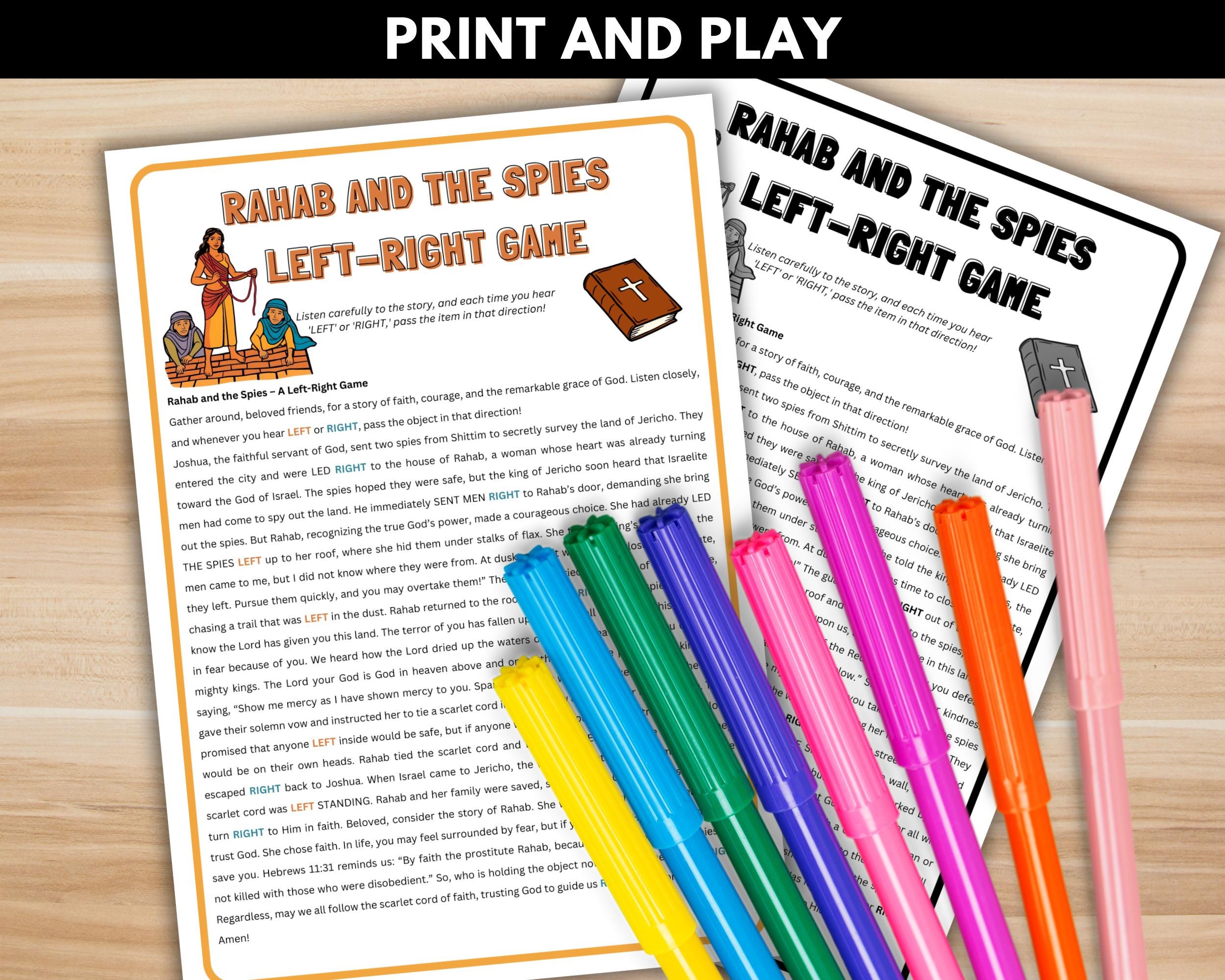 Rahab and the Spies Left-right Game - Printable Bible Activity for ...