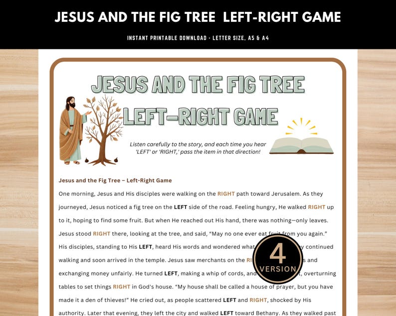 Jesus and the Fig Tree Left Right Game - Bible Story Game - Christian ...