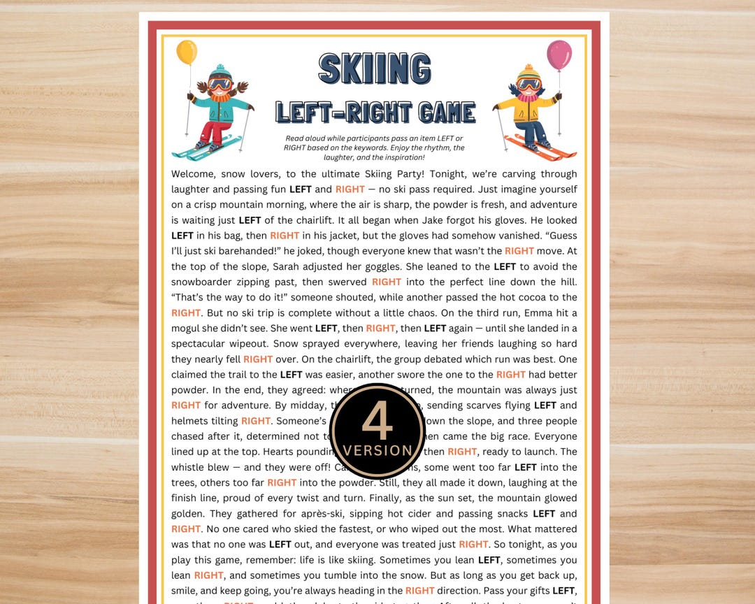 Skiing Party Left Right Game Printable – Après-ski Icebreaker, Winter ...