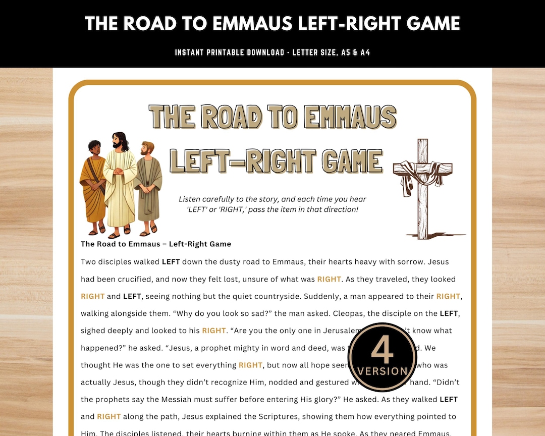 The Road to Emmaus Left Right Game - Printable Bible Story Game ...