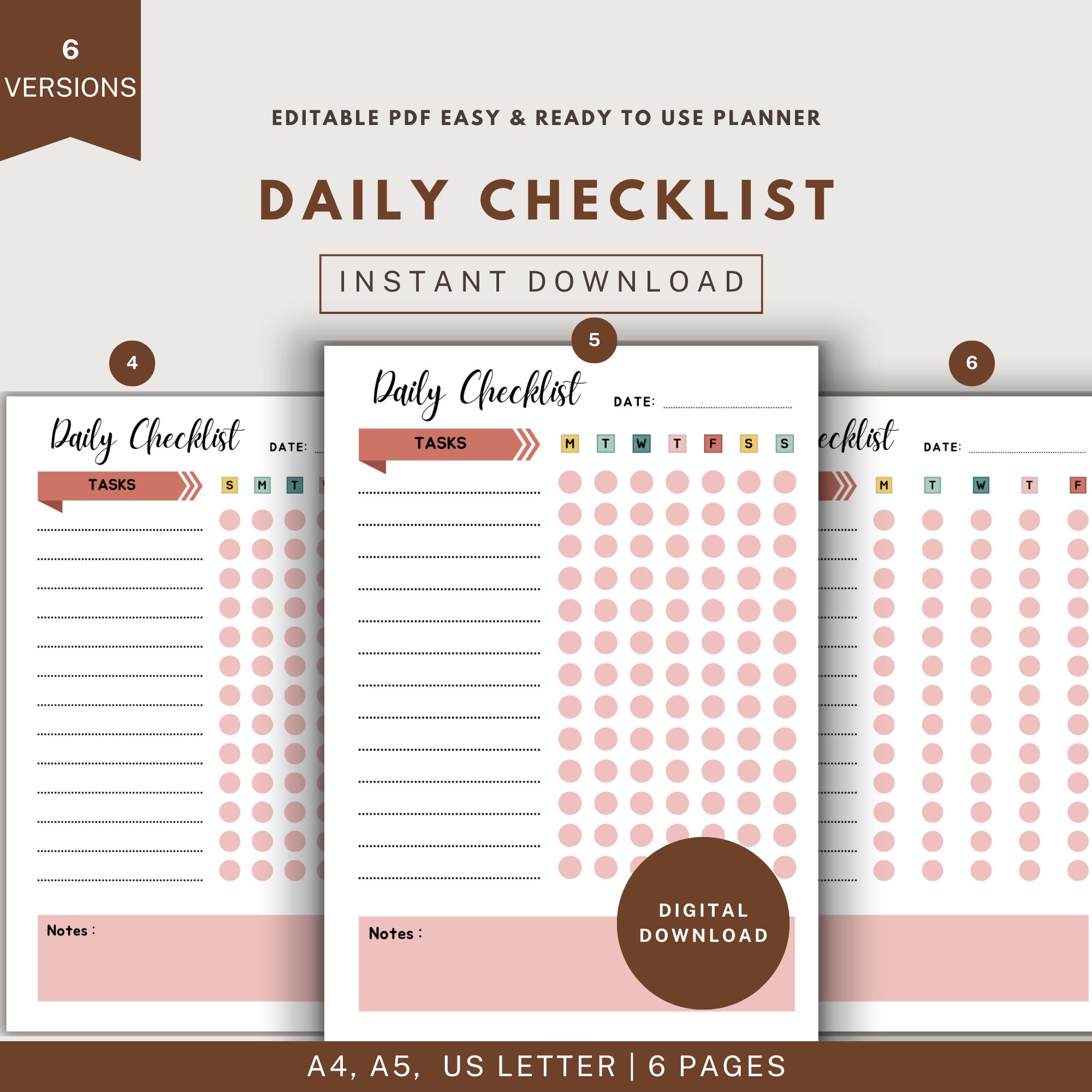 Editable Daily Checklist for Kids, Printable Chore Chart for Kids ...