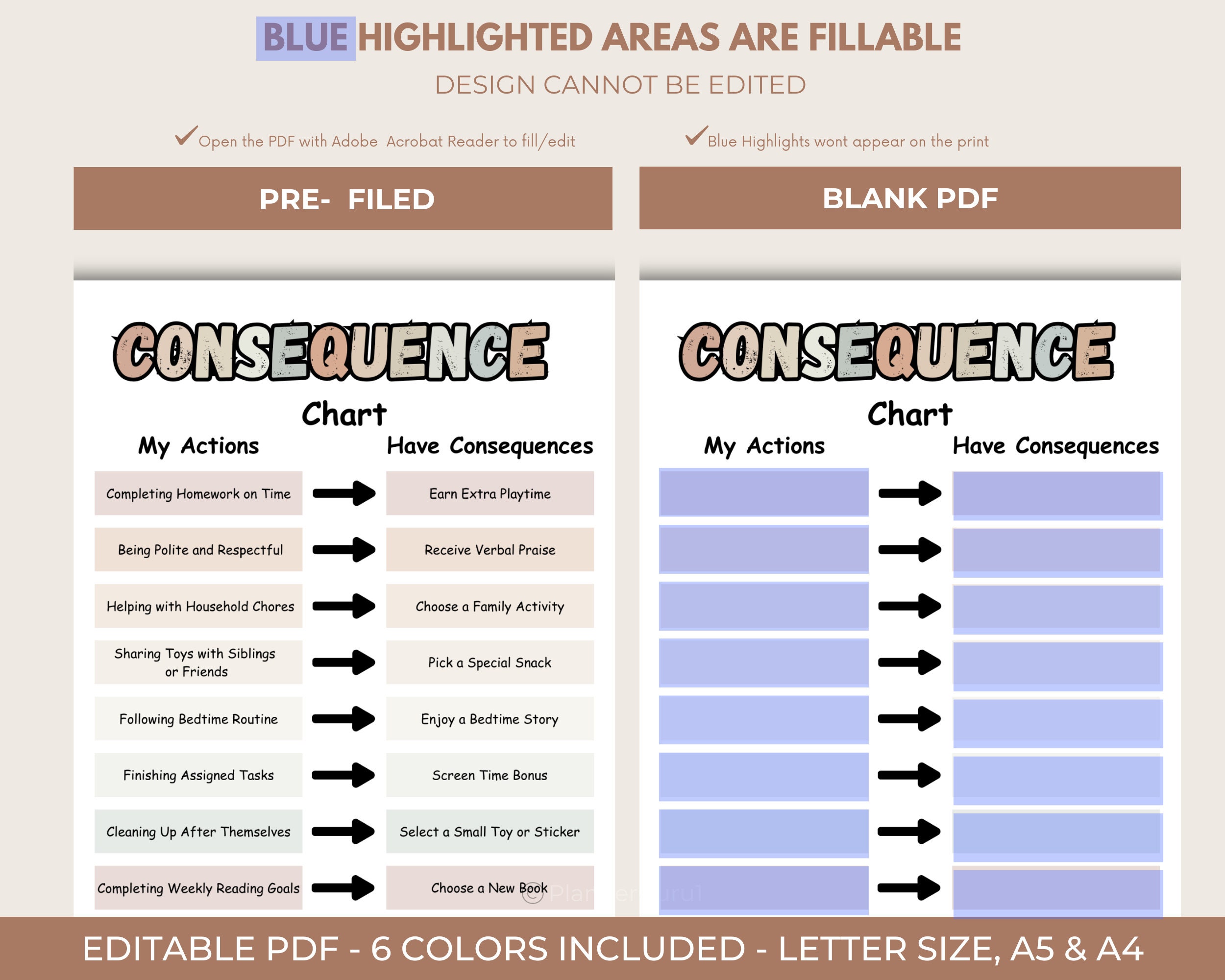 Editable Consequence Chart | My Actions Have Consequences | School ...