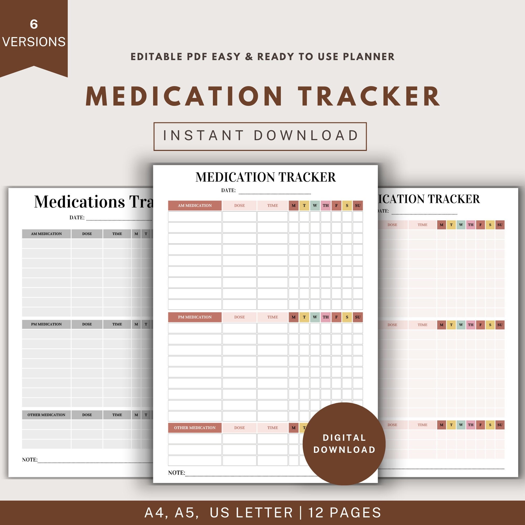 Editable Medication Tracker Printable Easy Medicine Chart Weekly ...