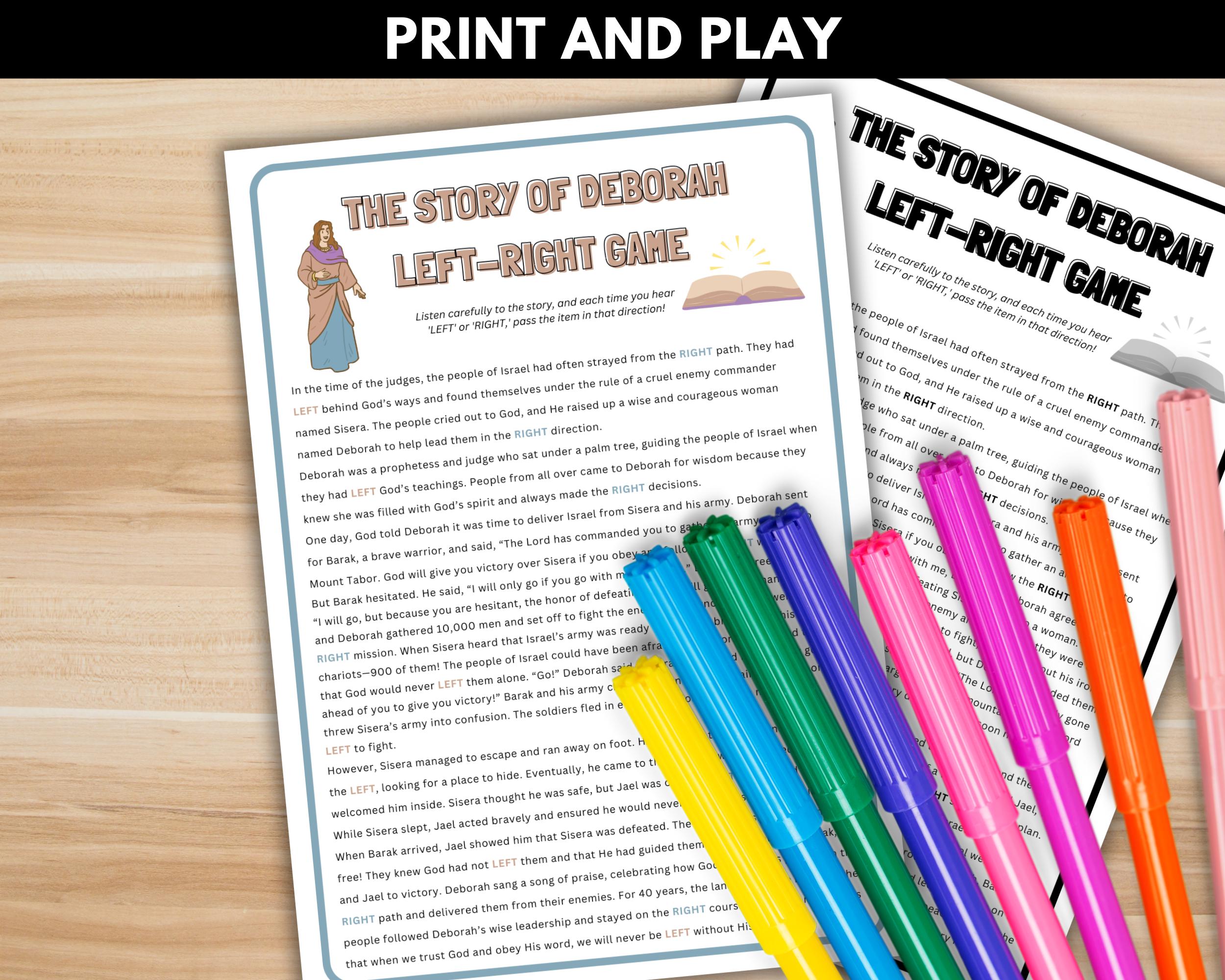 The Story of Deborah Left Right Game | Bible Study Game | Sunday School ...