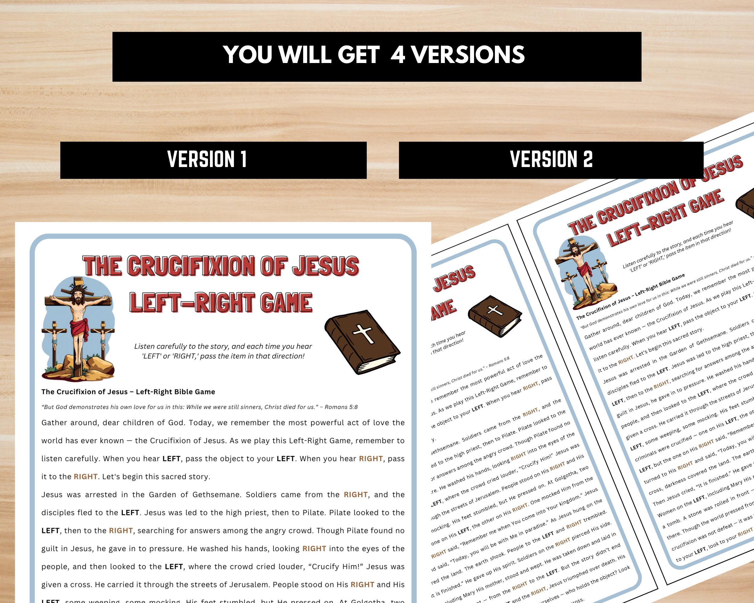 Crucifixion of Jesus Left Right Game, Printable Bible Study Game ...