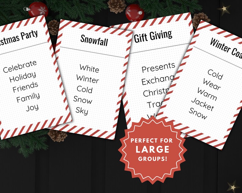 Christmas Taboo Game | Printable Holiday Party Game | Forbidden Word ...