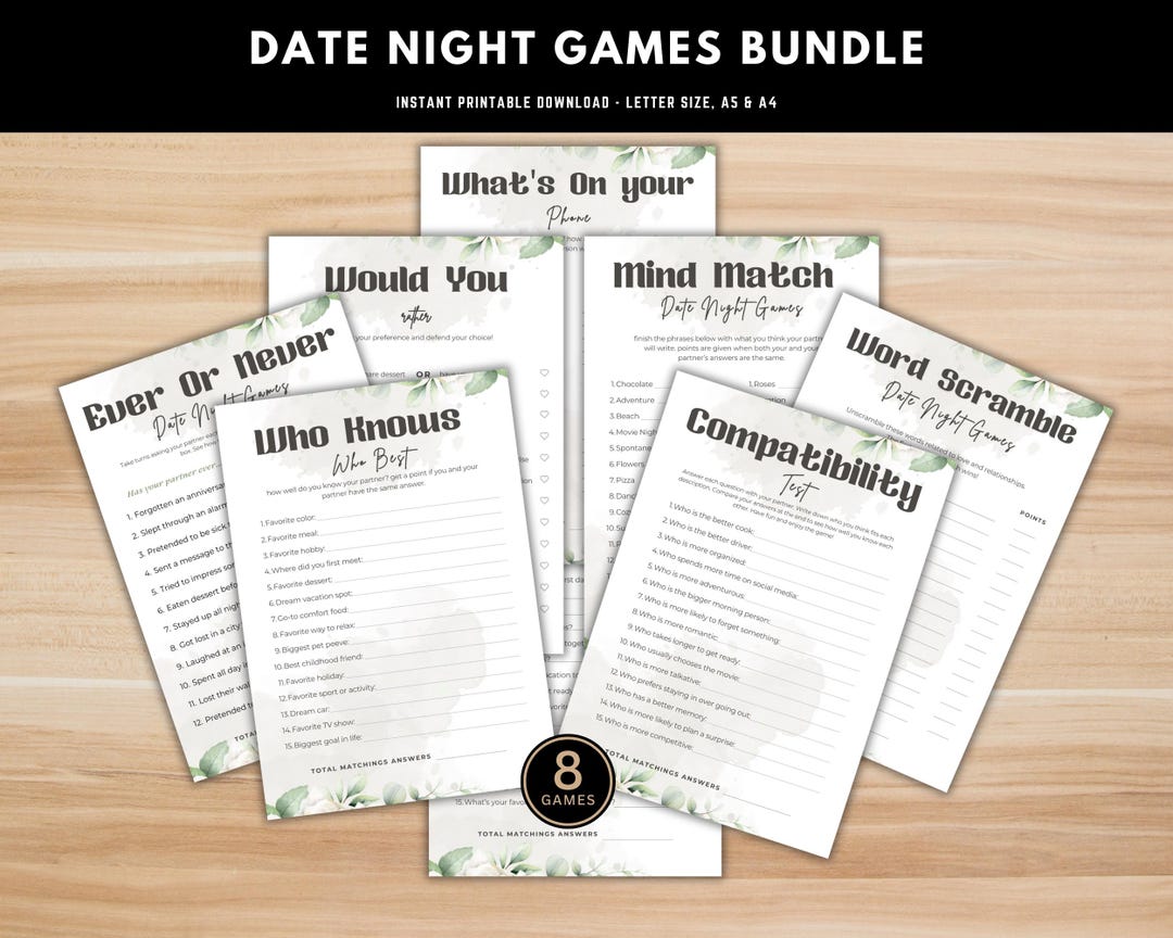 Couples Game Bundle | Printable Date Night Games | Anniversary and ...