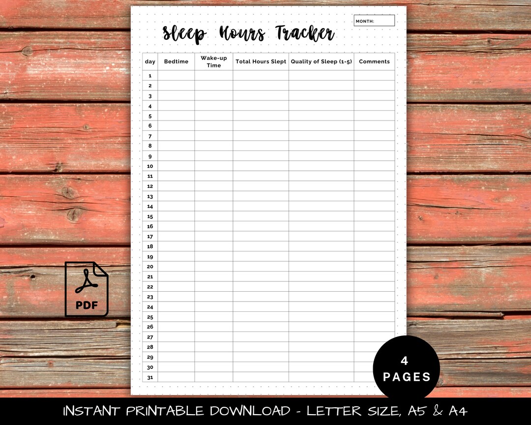 Printable Sleep Tracker Journal Page | Monthly Sleep Log and Analysis ...