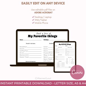 Employee Favorites Survey, Printable Coworker Questions, All About Me ...