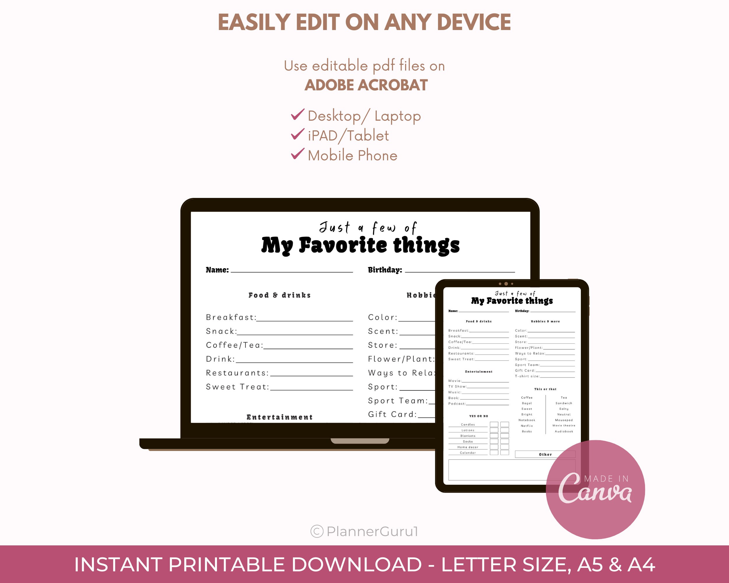 Employee Favorites Survey, Printable Coworker Questions, All About Me ...