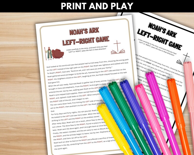Noah's Ark Game LEFT-RIGHT GAME - Printable Bible Game for Sunday ...