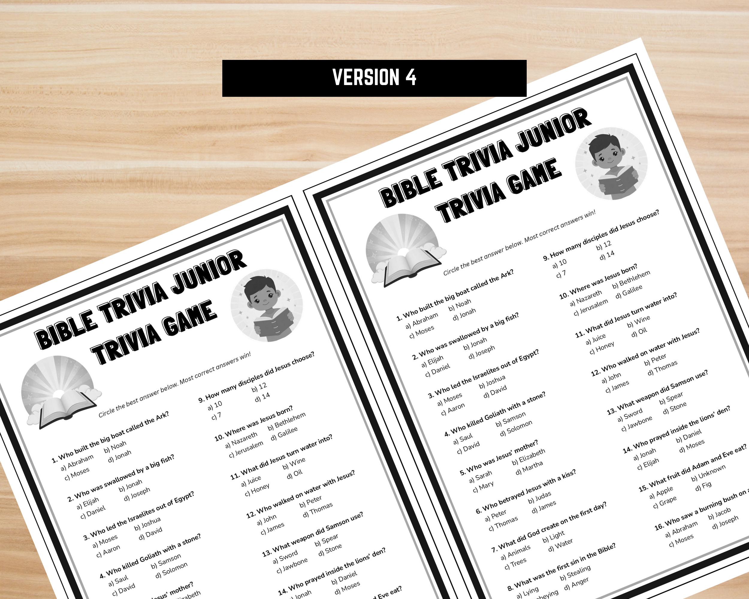 Bible Trivia Junior Game Printable – Easy Bible Quiz for Kids ...