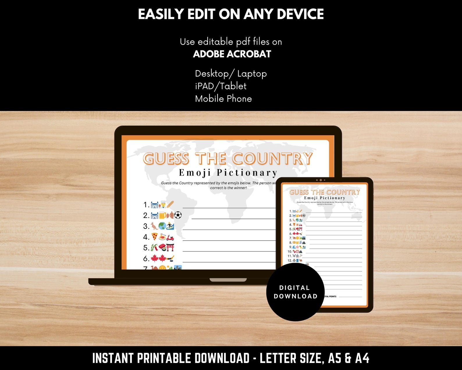 Guess the Country Emoji Pictionary | Printable Party Game | Family Fun ...