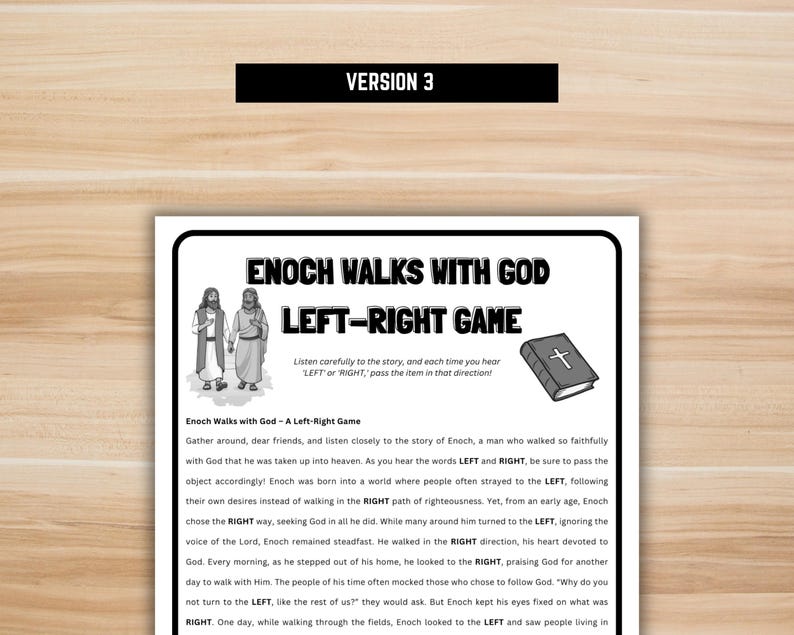 Enoch Walks With God Left-right Game – Printable Bible Story, Christian ...