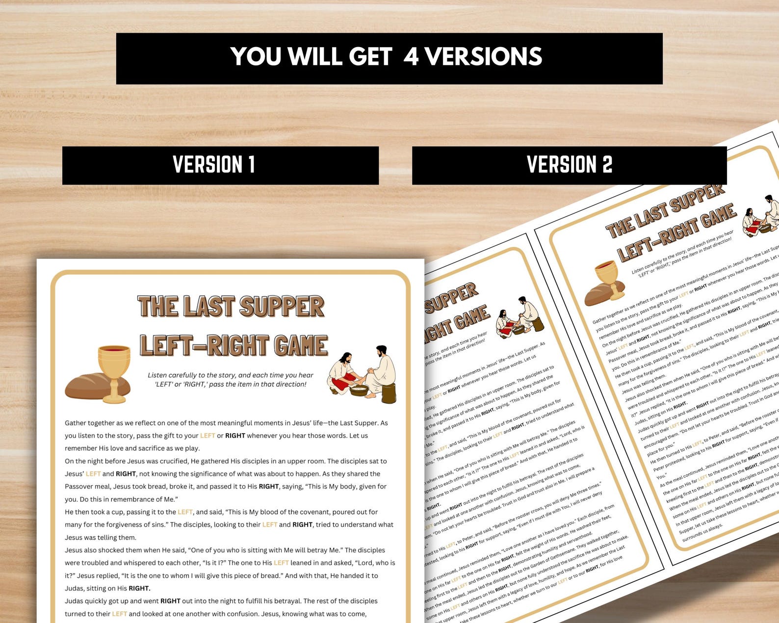 The Last Supper of Jesus Christ Left Right Game | Printable Bible Study ...