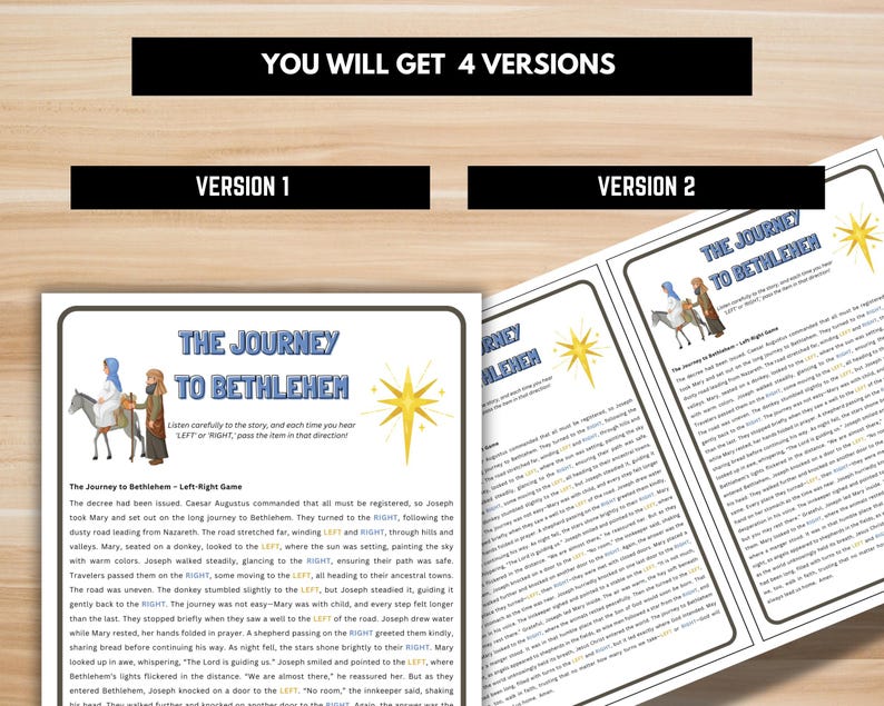The Journey to Bethlehem Left Right Game - Nativity Christmas Party ...