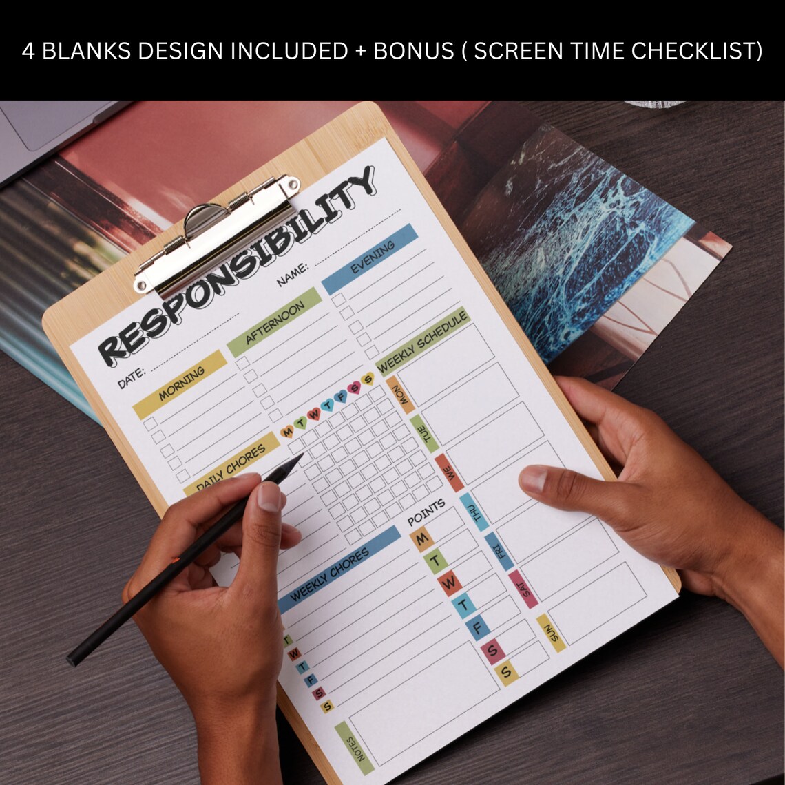 Editable Responsibility Chore Chart for Kids | Printable Daily and ...