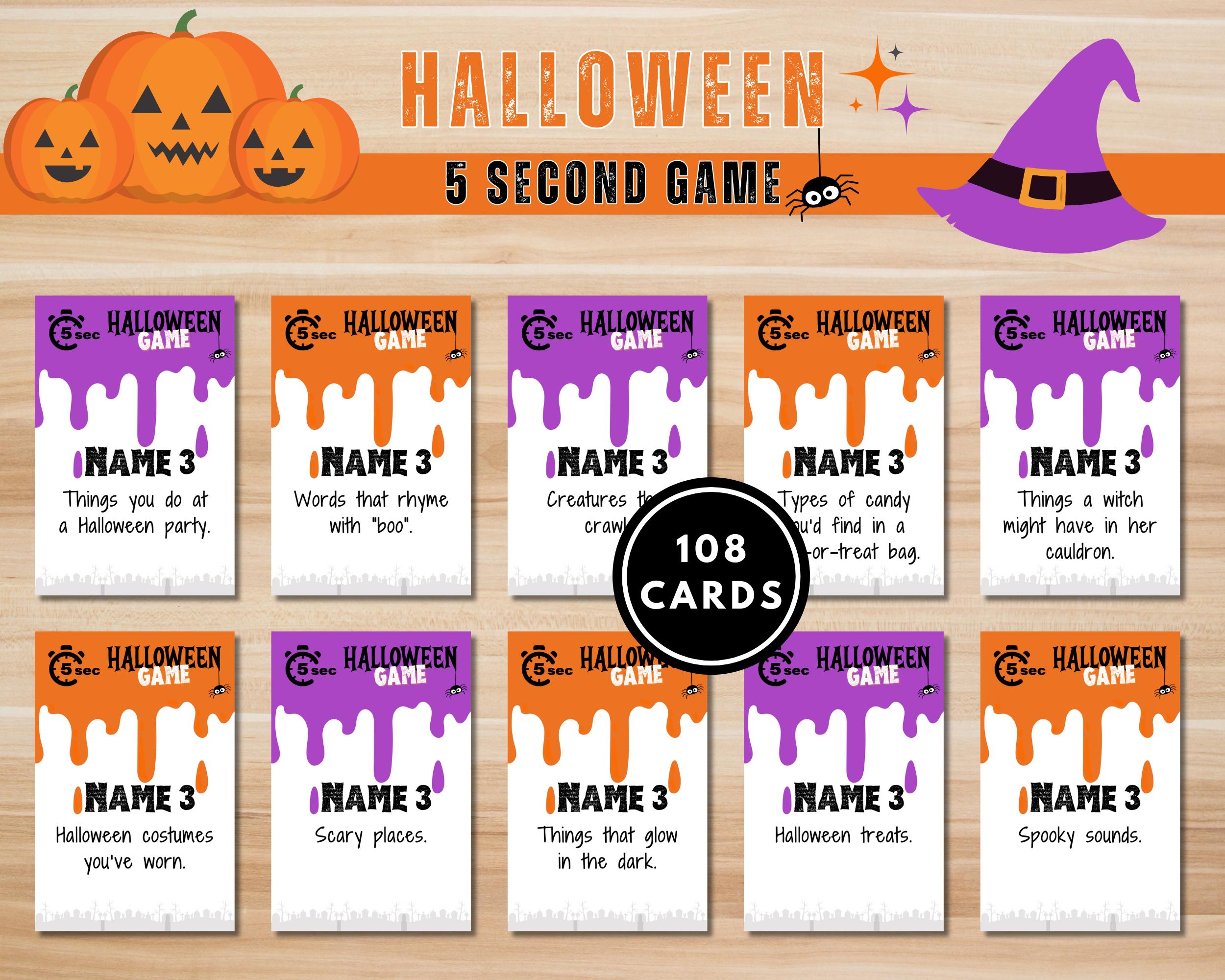 Printable Halloween 5 Second Game, Family-friendly Halloween Party Game ...