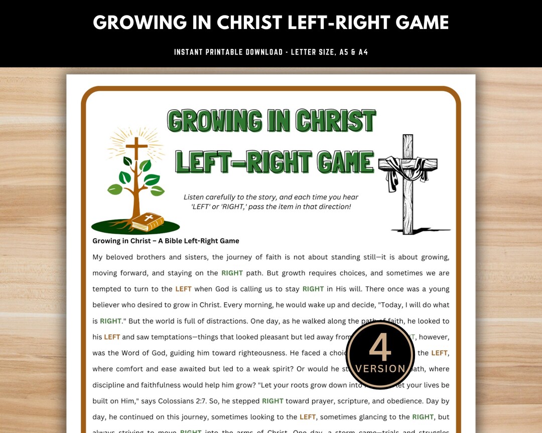 Growing in Christ Left Right Game - Printable Bible Study and Church ...